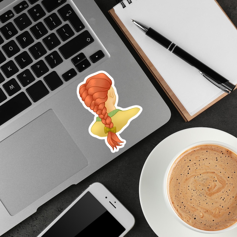 Girl With Braid Portrait Vinyl Sticker, Red Hair French Braid ...