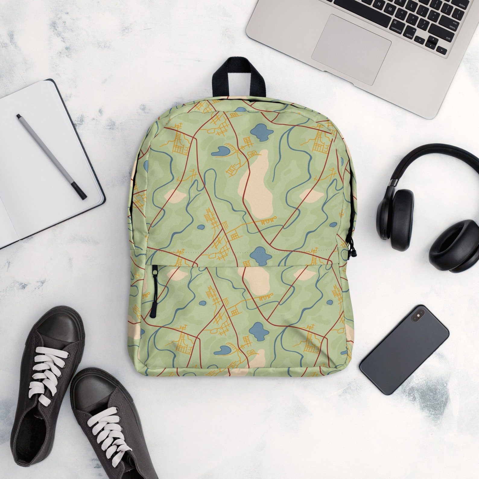 Road Map Backpack, Travel Print Book Bag - Etsy