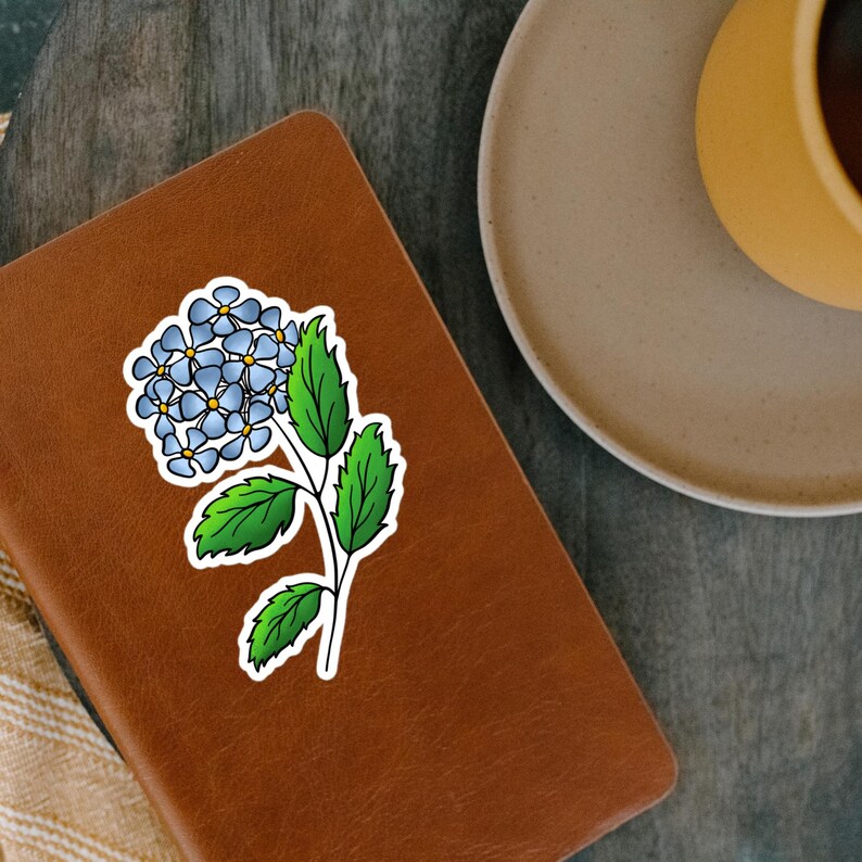 Blue Hydrangea Vinyl Sticker: Waterproof Floral Decal - Etsy