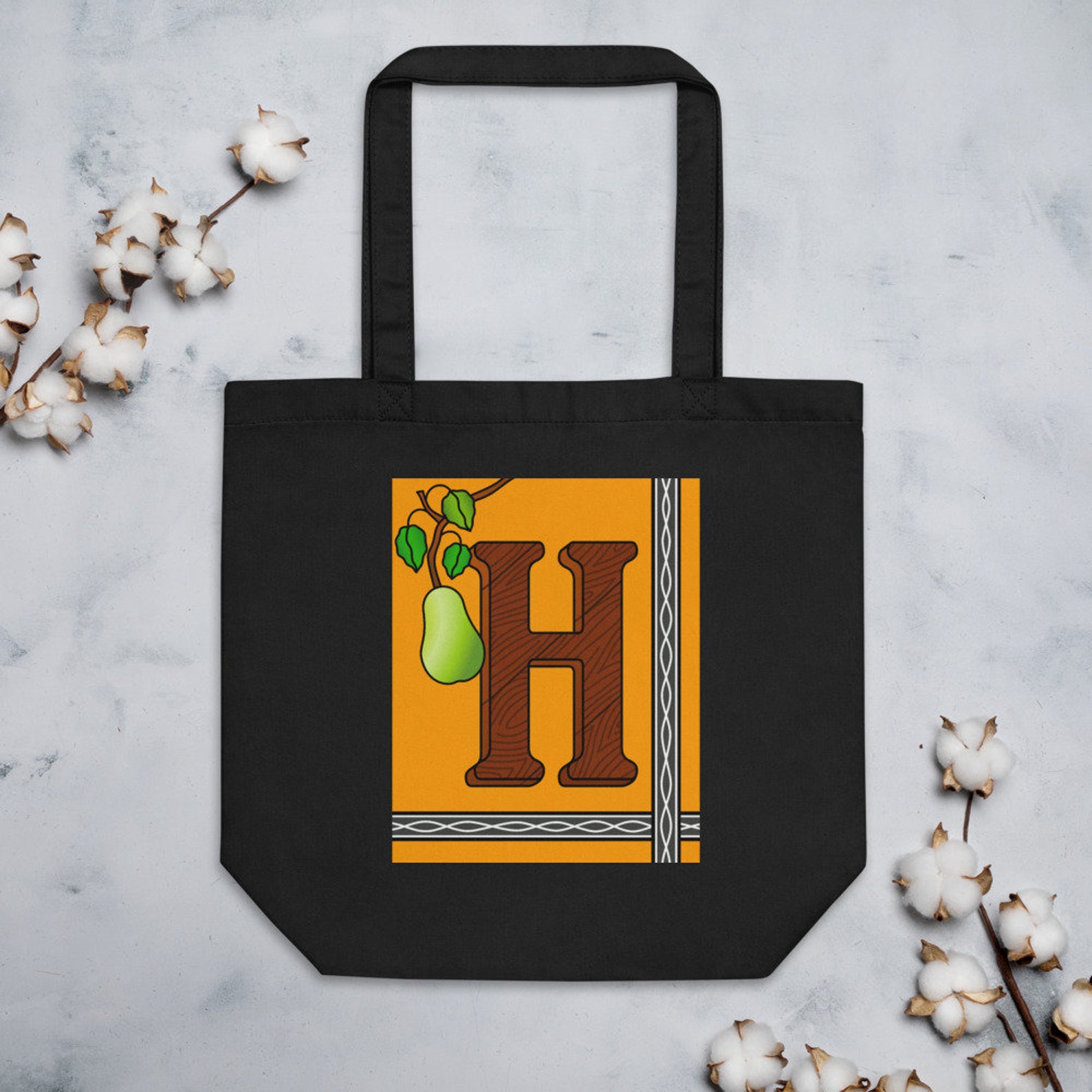 Tote Bag Letter H Monogram Bag Art Bag Monogram Tote - Etsy
