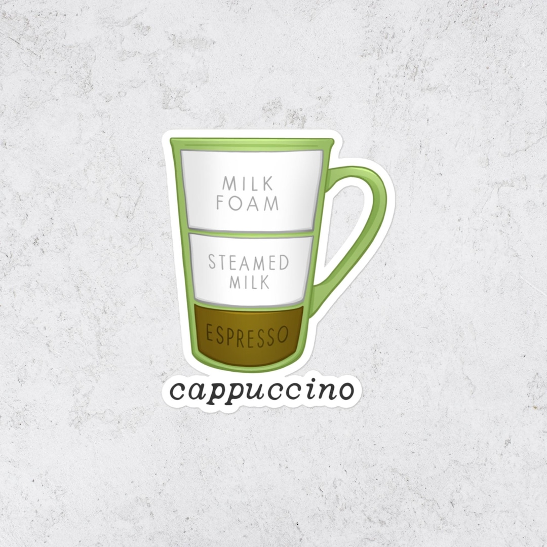 Cappuccino Recipe Vinyl Sticker, Waterproof Espresso Coffee Decal ...