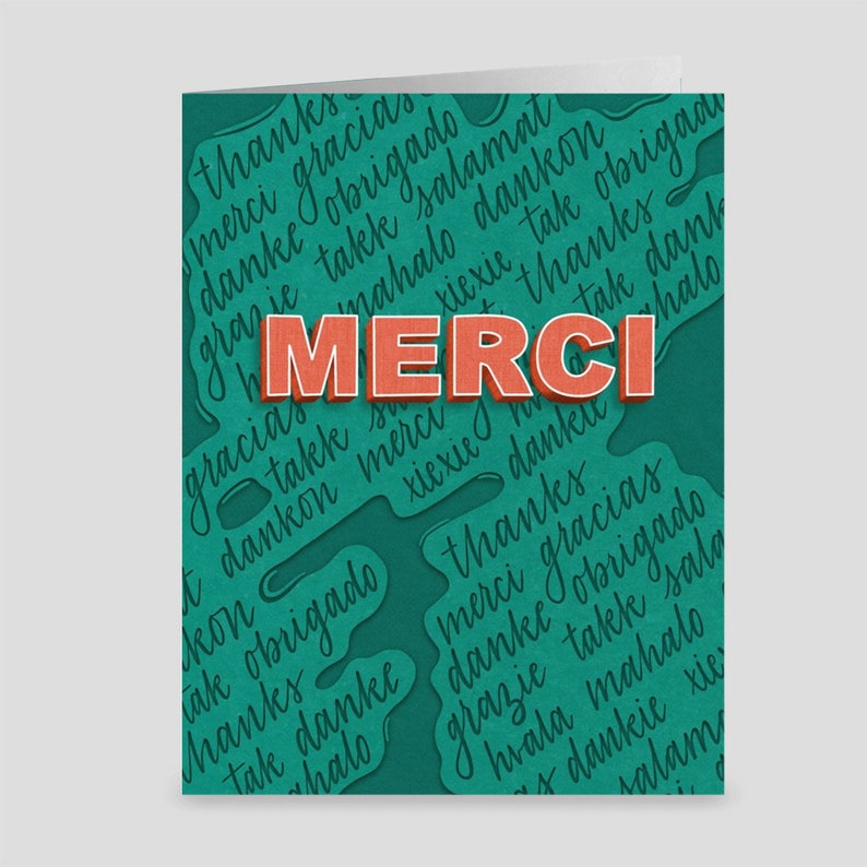 Greeting Card Merci Blank Greeting Card Thank You Card - Etsy