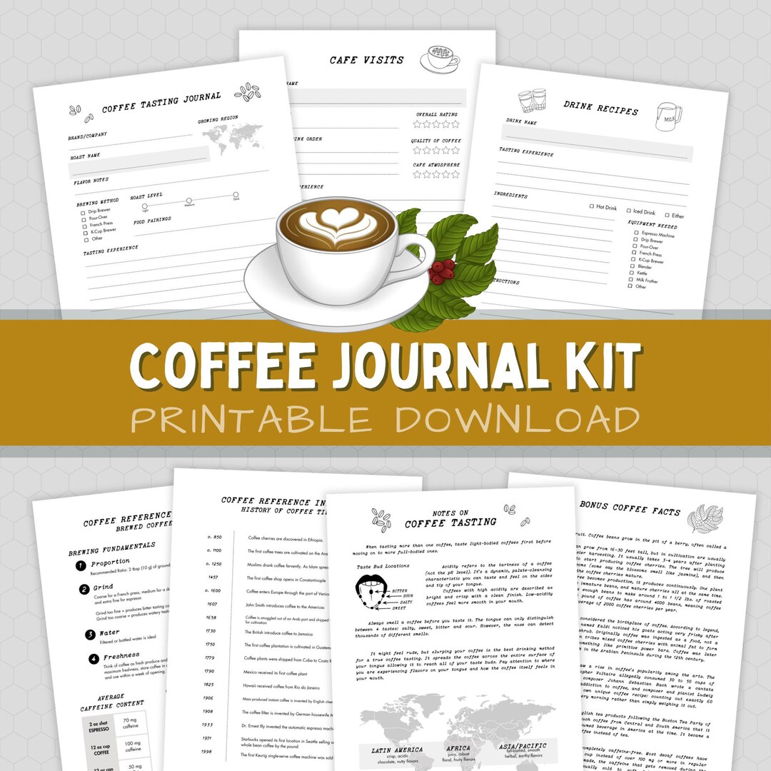Printable Coffee Tasting Journal: Espresso Recipe Notebook (PDF ...
