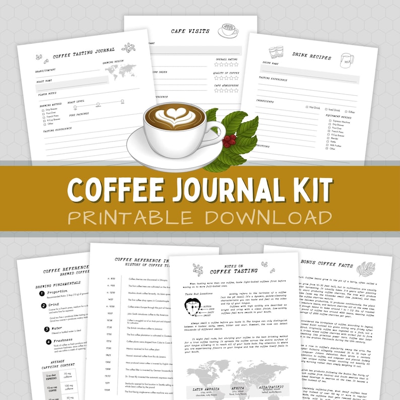 Printable Coffee Tasting Journal: Espresso Recipe Notebook (PDF ...