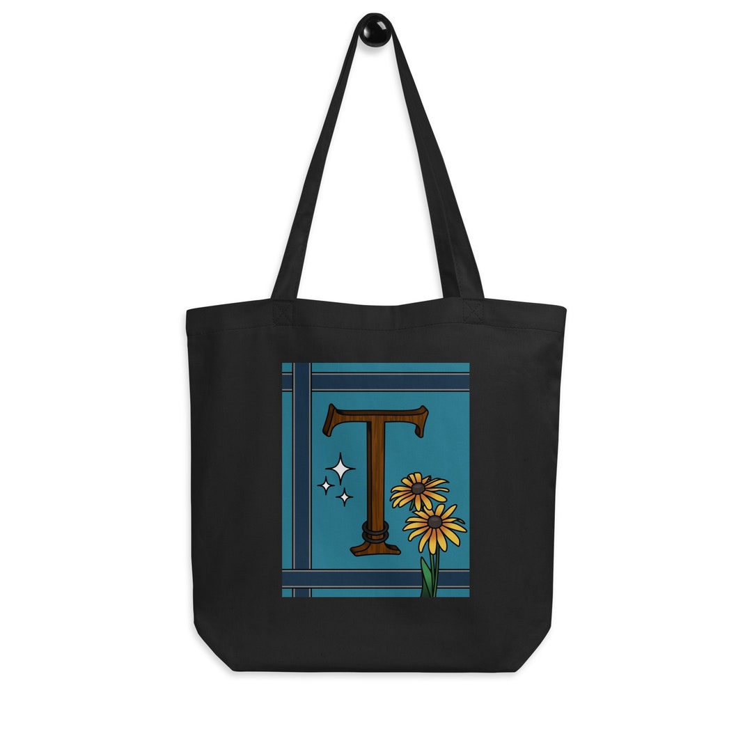 Letter T Monogram Tote Bag, Typography Art Eco Tote Bag - Etsy