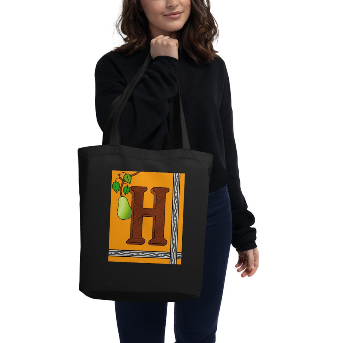 Tote Bag Letter H Monogram Bag Art Bag Monogram Tote - Etsy