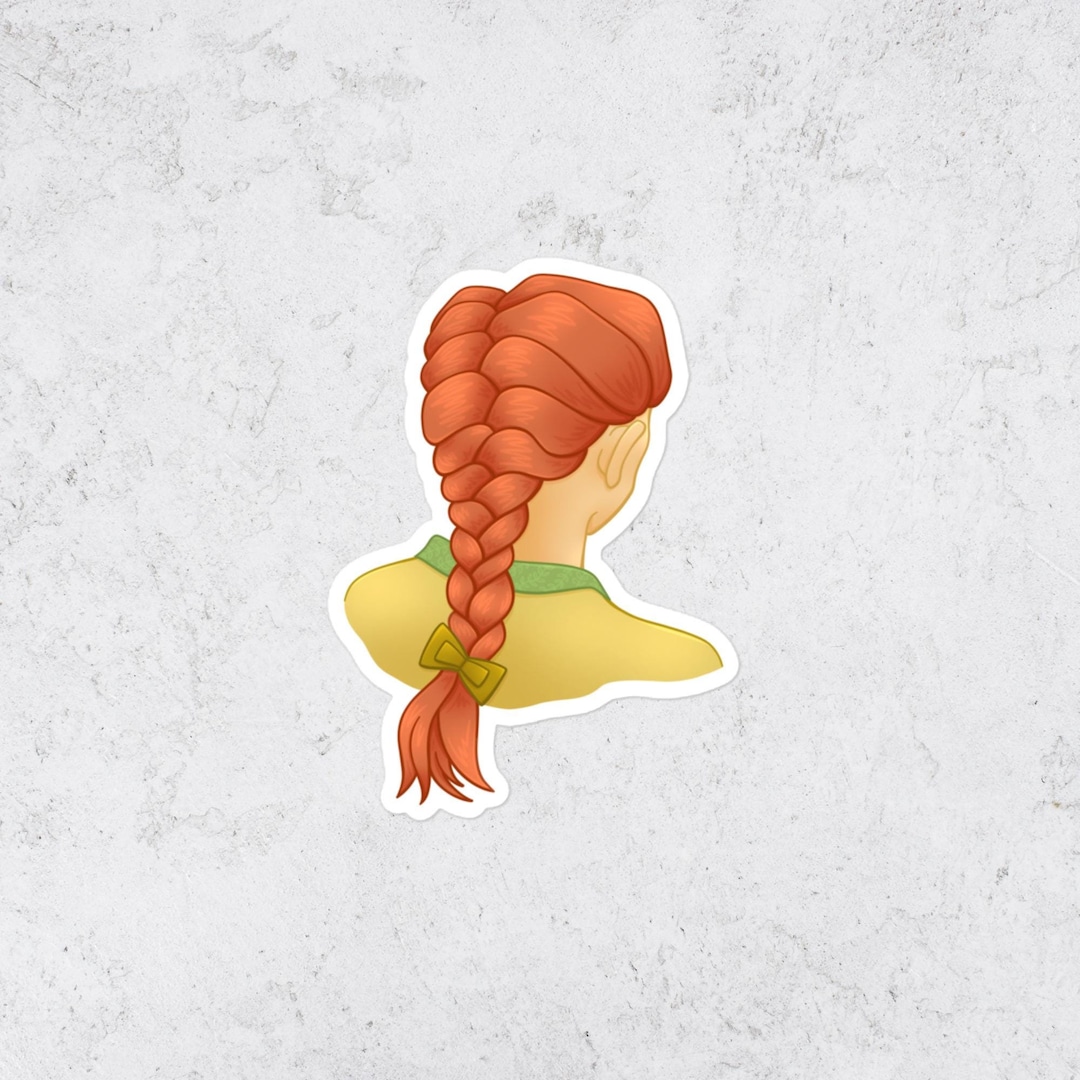 Red Hair Braid Girl Portrait Sticker: Waterproof Vinyl Decal - Etsy