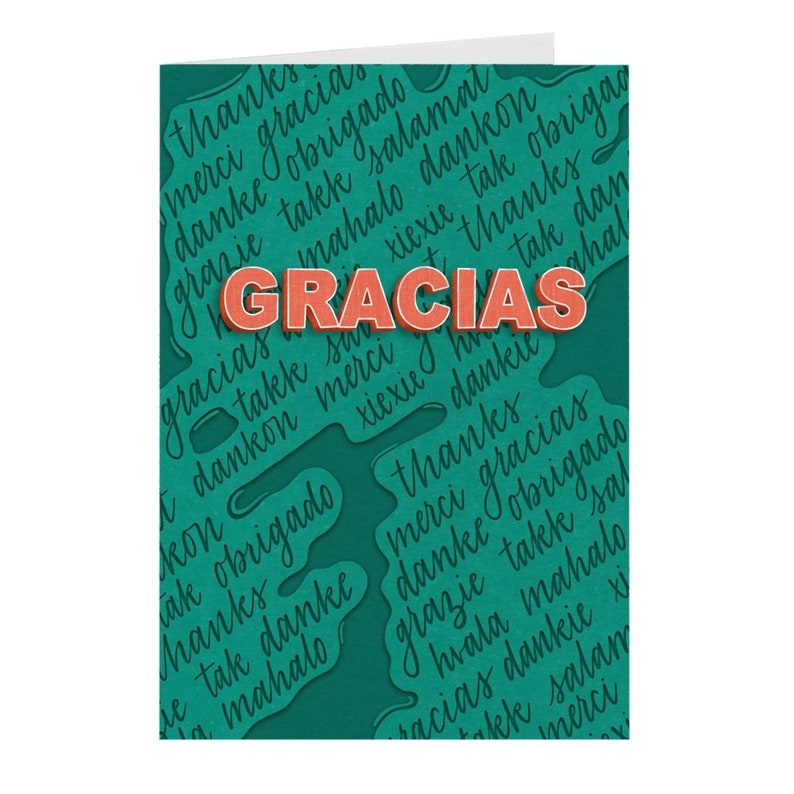 Gracias Blank Multilingual Thank You Greeting Card - Etsy