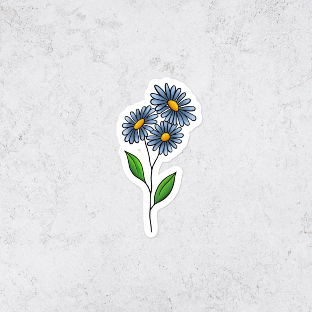 Blue Aster Flower Vinyl Sticker: Floral Decal - Etsy