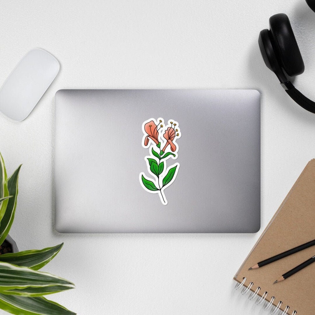 Honeysuckle Vinyl Sticker, Floral Sticker, Luggage Decal, Journal ...