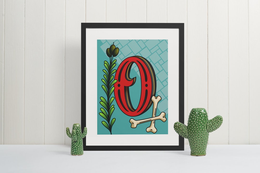 Letter O Wall Art Print Monogram Typography Poster Unique Initial Gift ...