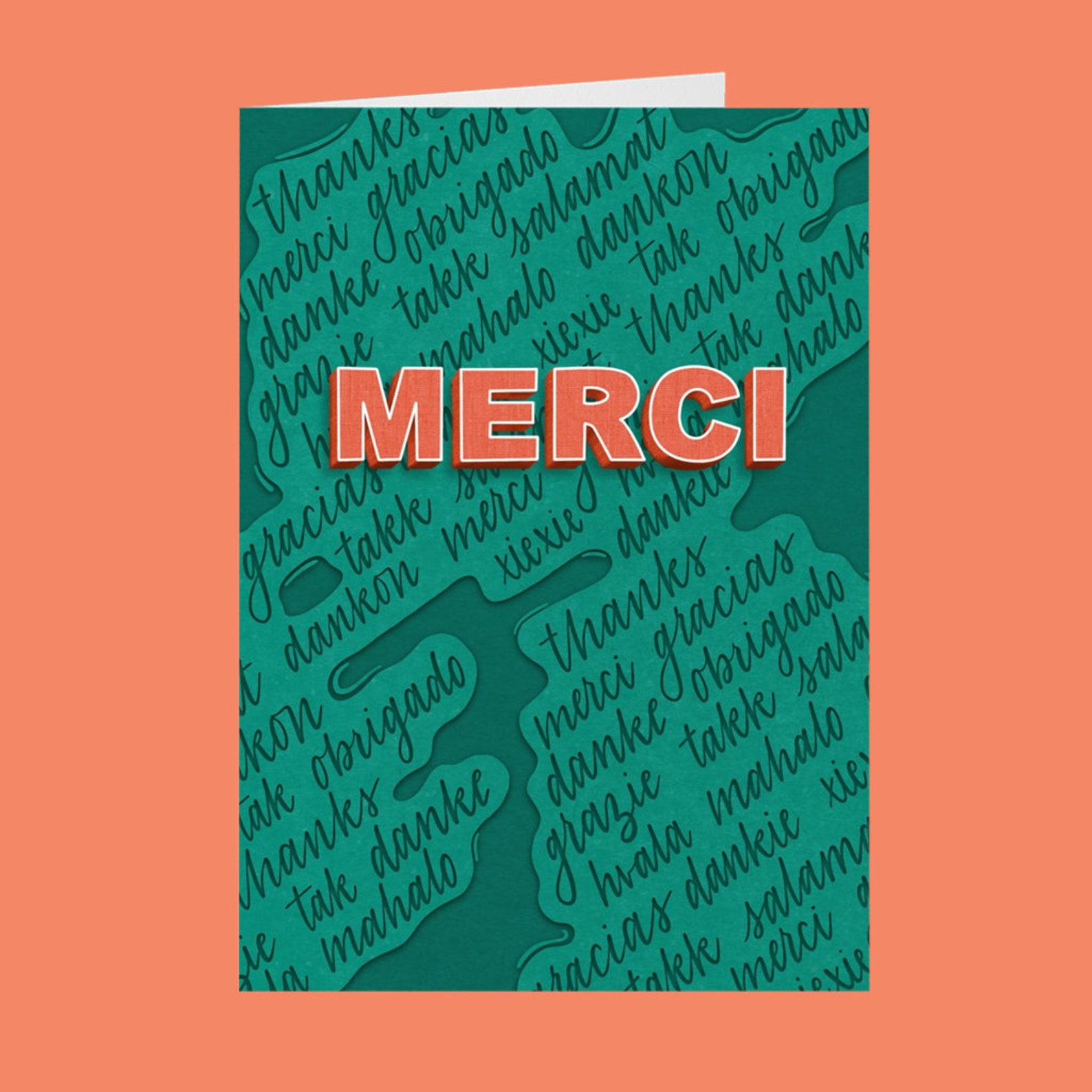 Greeting Card Merci Blank Greeting Card Thank You Card - Etsy
