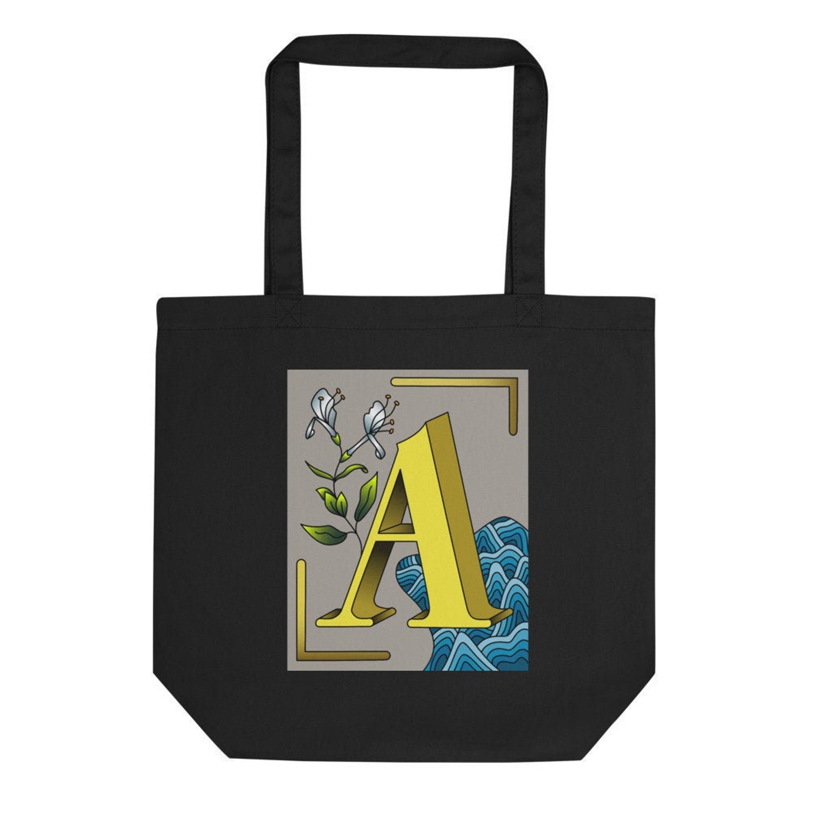 Tote Bag, Letter A Monogram Bag, Art Bag, Monogram Tote, Monogram Tote ...