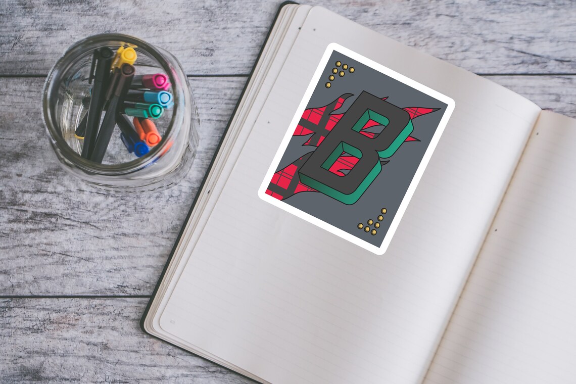 Sticker Letter B Vinyl Sticker Art Sticker Illustration - Etsy