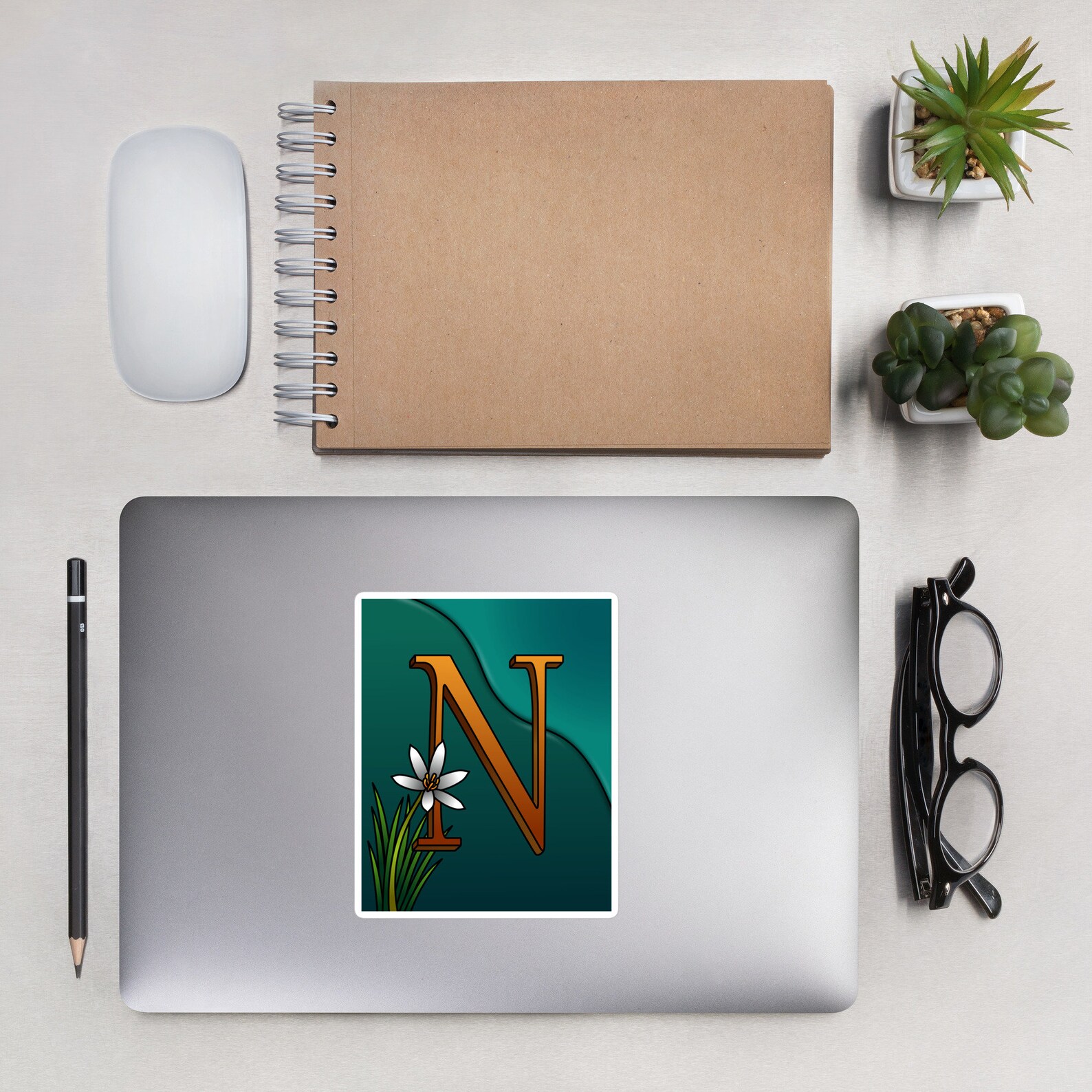 Sticker Letter N Vinyl Sticker Art Sticker Illustration - Etsy