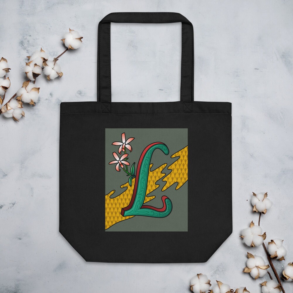 Tote Bag, Letter L Monogram Bag, Art Bag, Monogram Tote, Monogram Tote ...