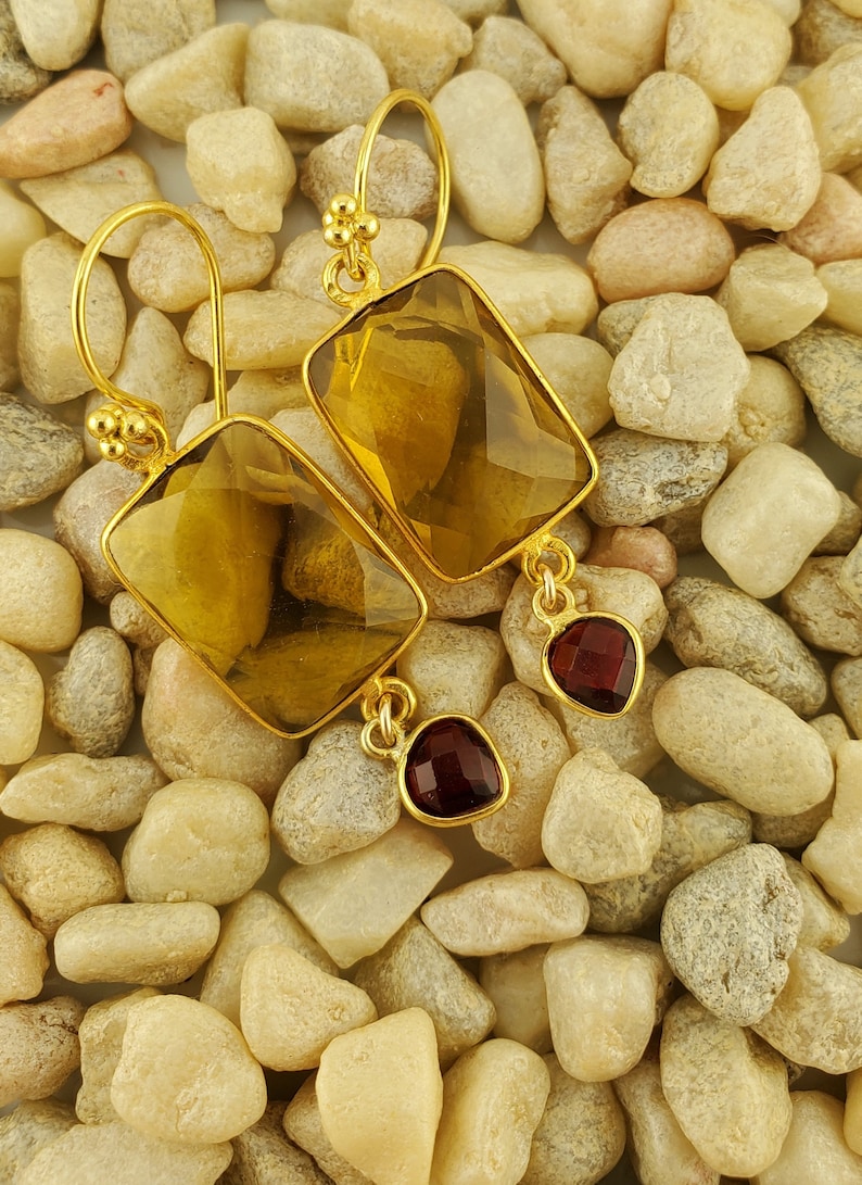 Fall Colors: Amber Topaz Citrine and Garnet Earrings - Etsy