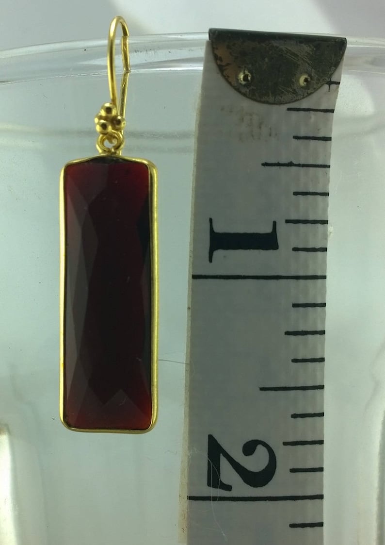 Faceted Garnet Vermeil Bar Earrings, Handcrafted Jewelry - Etsy