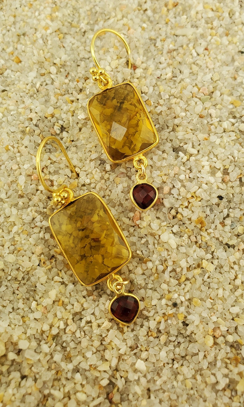 Fall Colors: Amber Topaz Citrine and Garnet Earrings - Etsy