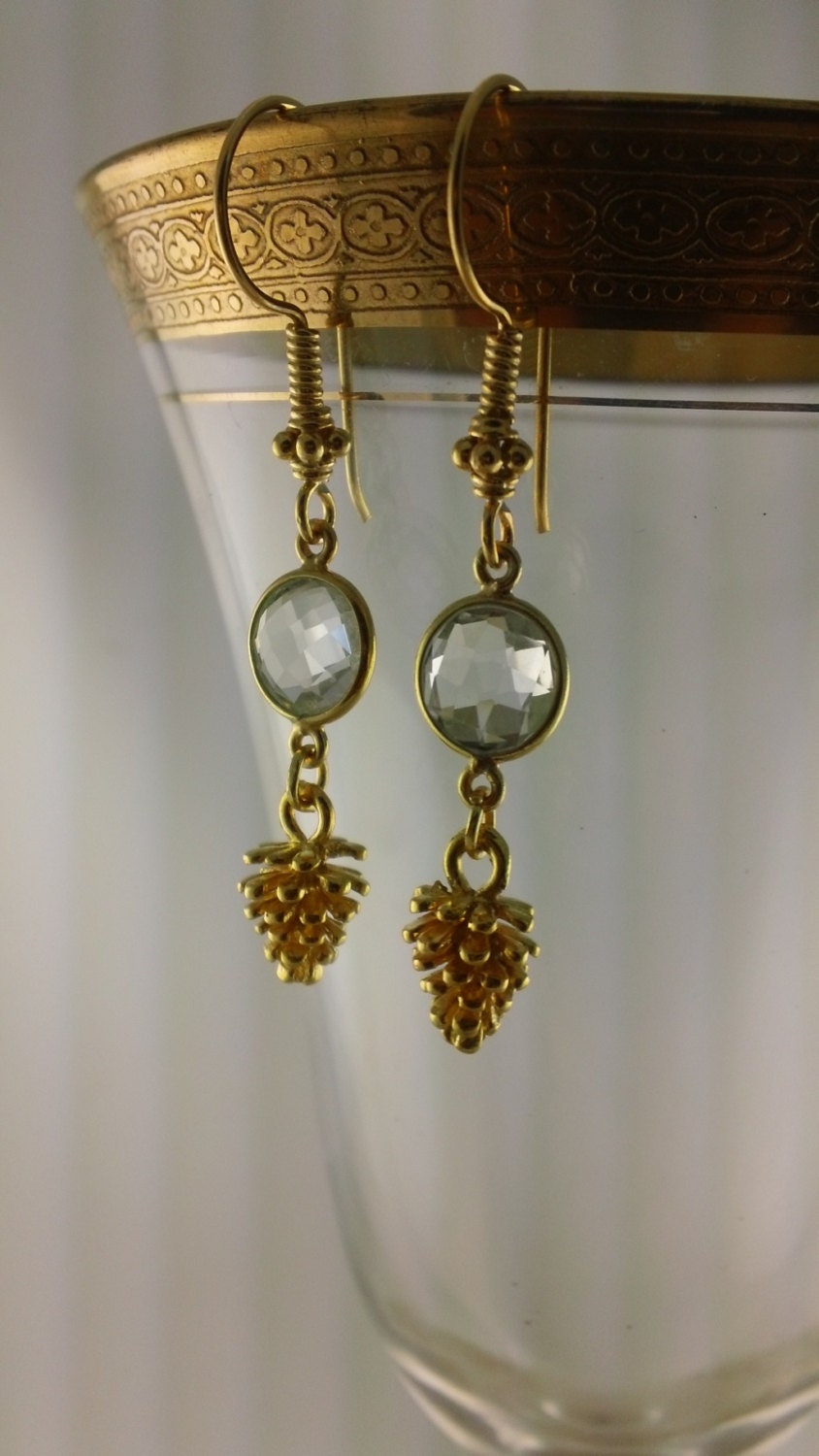 Pine Cone I: Faceted Bezeled Crystal Quartz Earring in Vermeil - Etsy