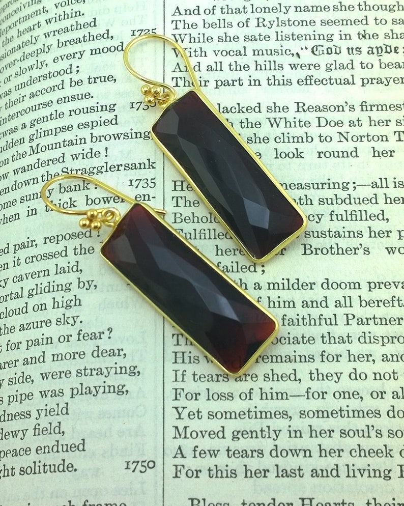 Faceted Garnet Vermeil Bar Earrings, Handcrafted Jewelry - Etsy