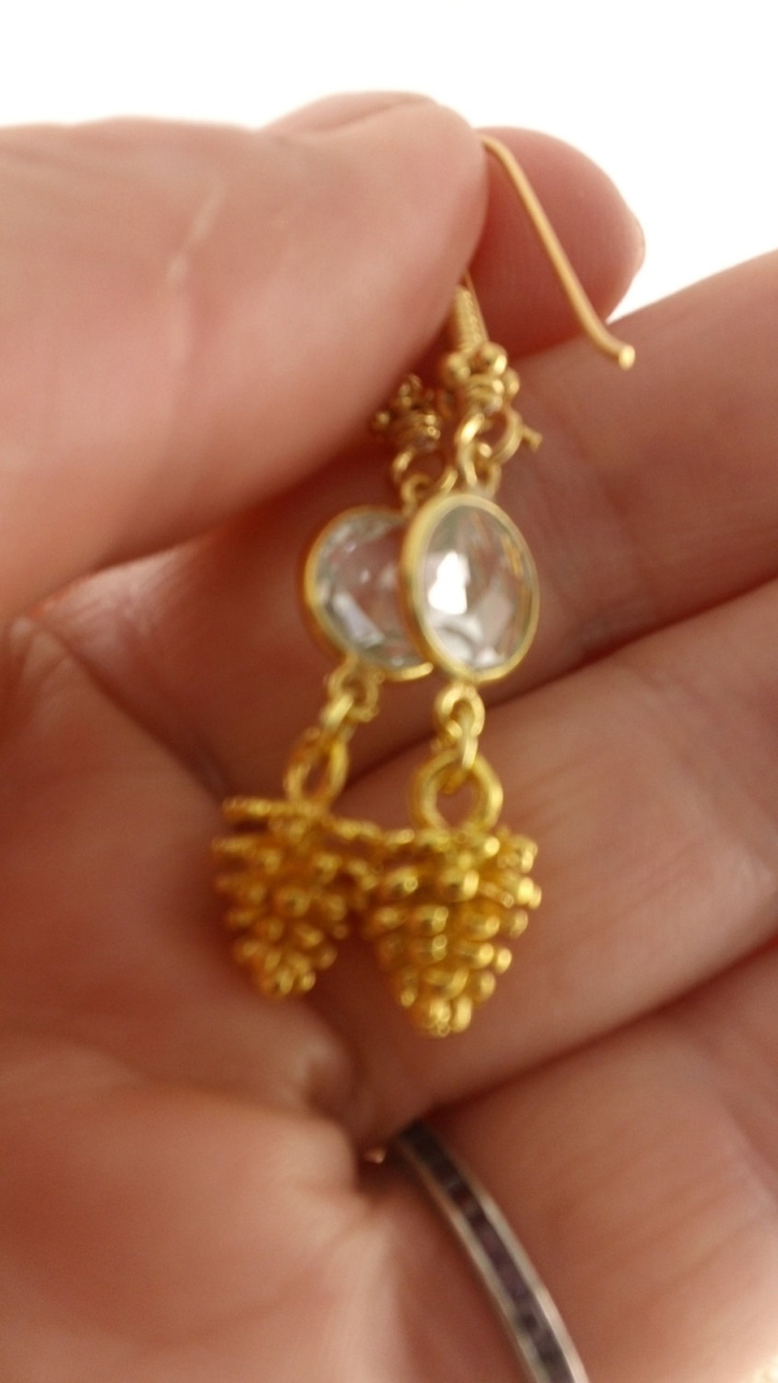 Pine Cone I: Faceted Bezeled Crystal Quartz Earring in Vermeil - Etsy