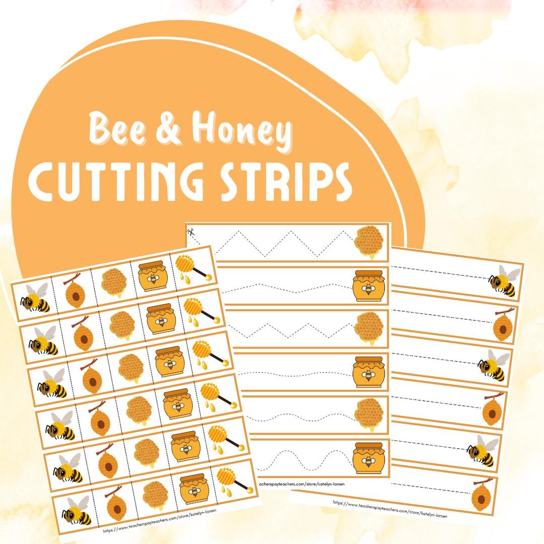 BEE AND HONEY Cutting Strips for Montessori Toddler, Prek, Homeschool ...