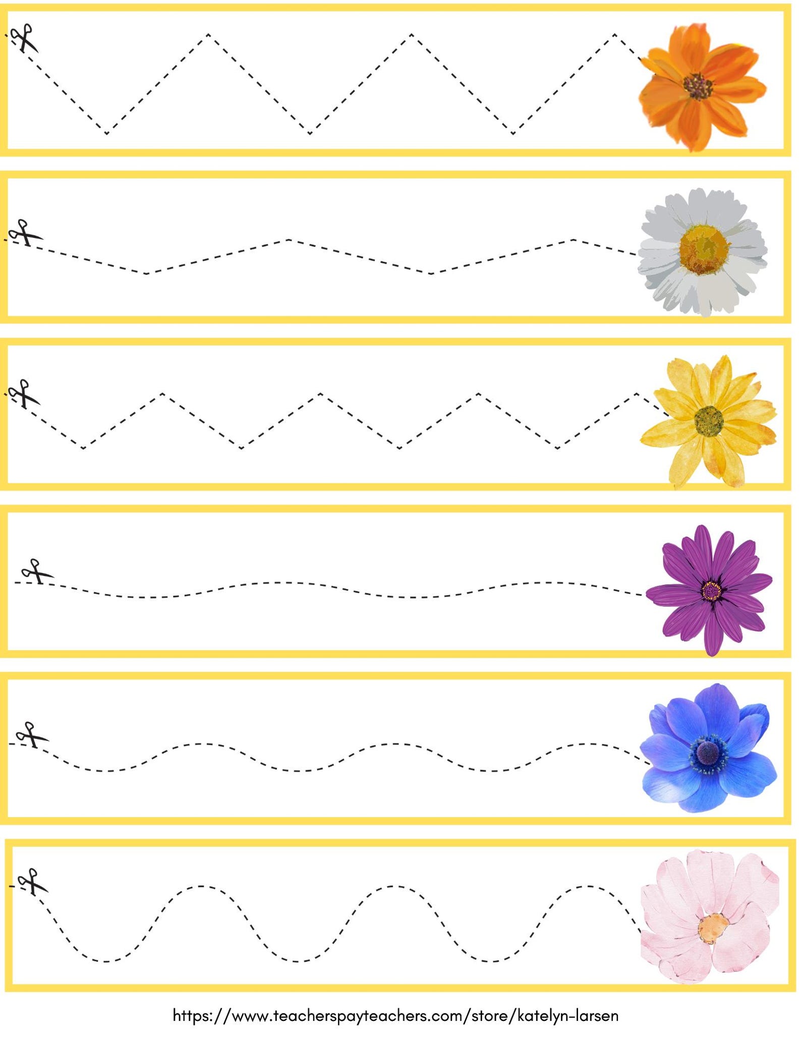 SPRING FLOWERS Cutting Strips for Montessori Toddler, Prek, Homeschool ...