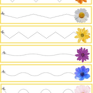 SPRING FLOWERS Cutting Strips for Montessori Toddler, Prek, Homeschool ...