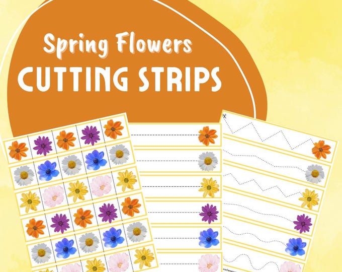 SPRING FLOWERS Cutting Strips for Montessori Toddler, Prek, Homeschool ...