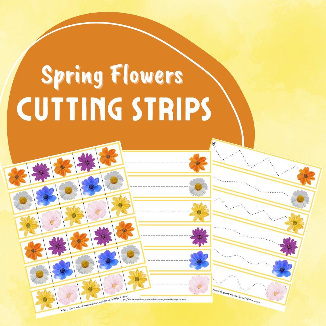 SPRING FLOWERS Cutting Strips for Montessori Toddler, Prek, Homeschool ...