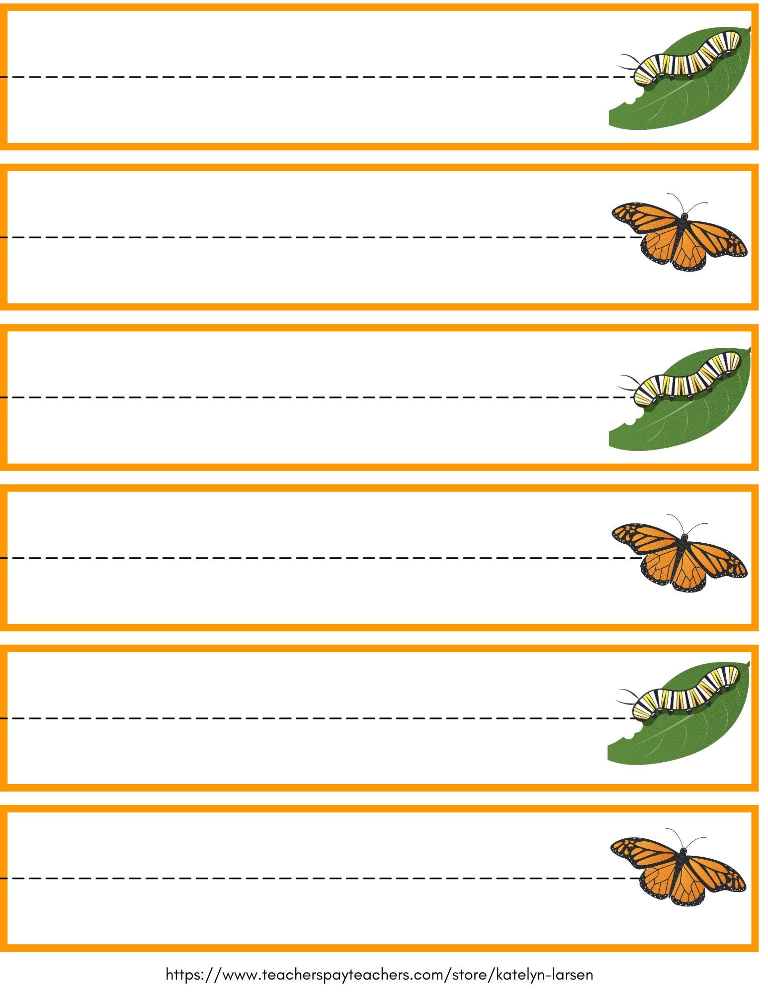 BUTTERFLY LIFE CYCLE Cutting Strips for Montessori Toddler, Prek ...