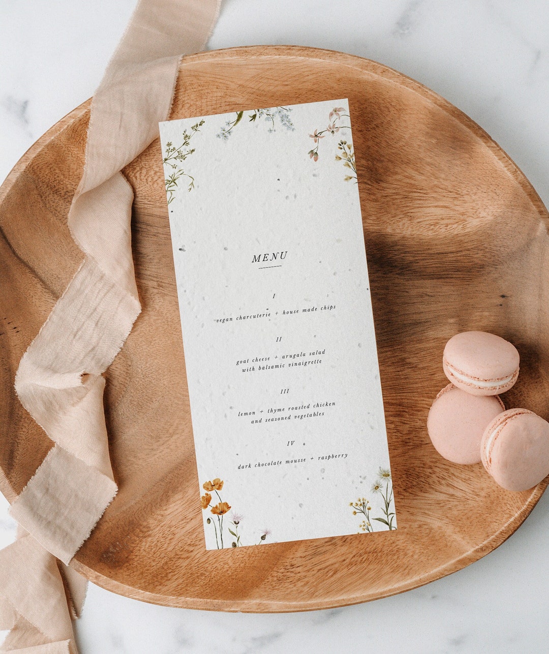 Grownotes™ Plantable Menu Pressed Flowers Seed Paper Place Setting Menu ...