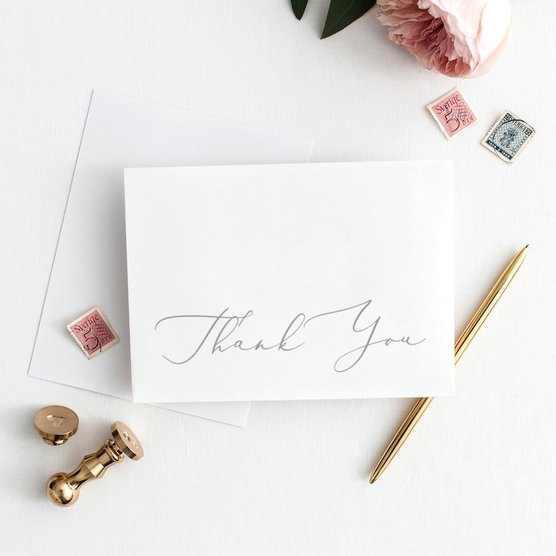 Signature Calligraphy Thank You Card Template Hand Drawn - Etsy