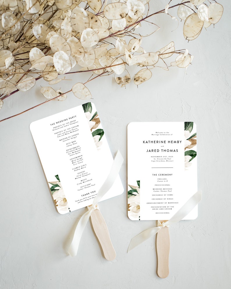 Wedding Program Fan Template 100% Editable Instant Download | Etsy