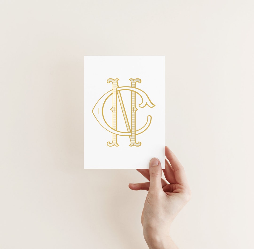 INSTANT DOWNLOAD "cn" Vintage Monogram, Golden Wedding Monogram, Logo ...