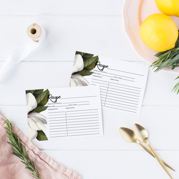 Magnolia Recipe Card Magnolia Digital Download Greenery | Etsy