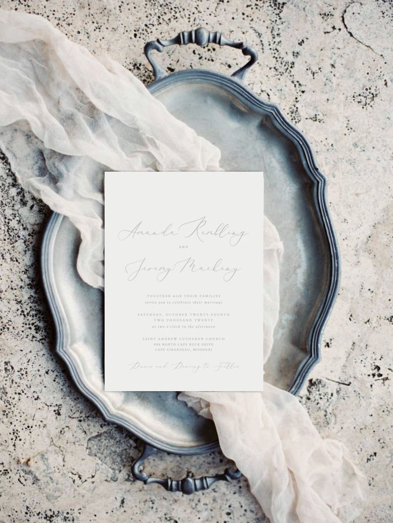 Signature Calligraphy Wedding Invitation Template, Hand Written ...