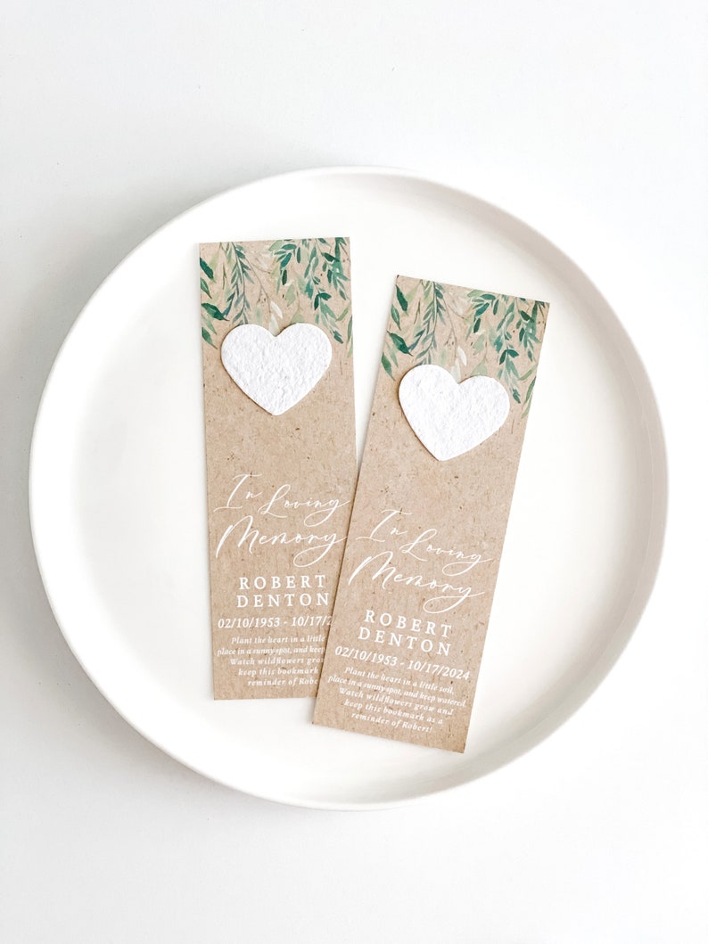 Memorial Bookmarks Plantable Seed Paper for Funeral Custom in Memory ...