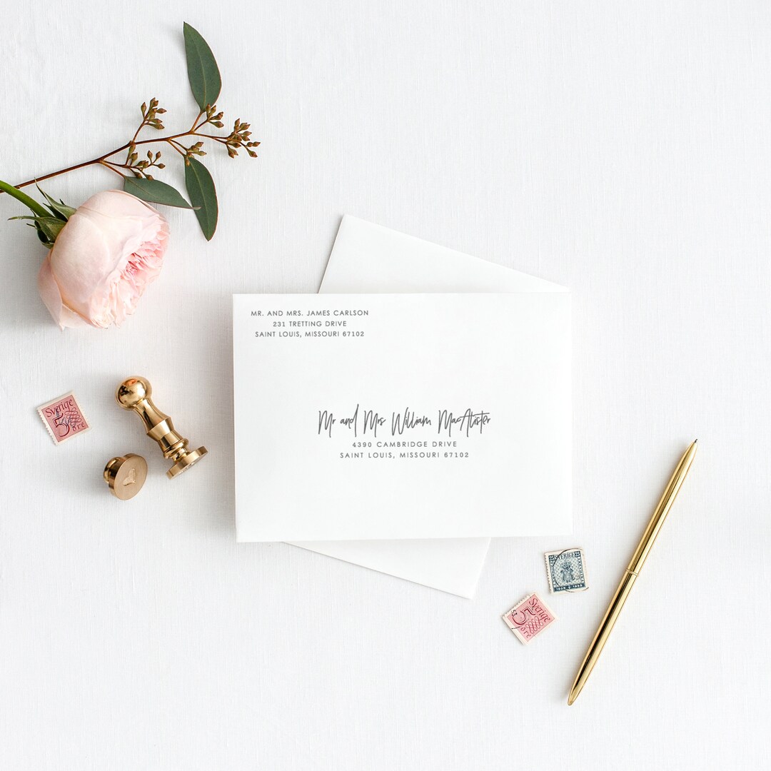 Hand Script Envelope Template, Hand Written, Black and White, Modern ...