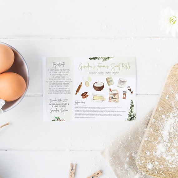 Custom Illustrated Recipe Card Keepsake Gifts Memorabilia | Etsy