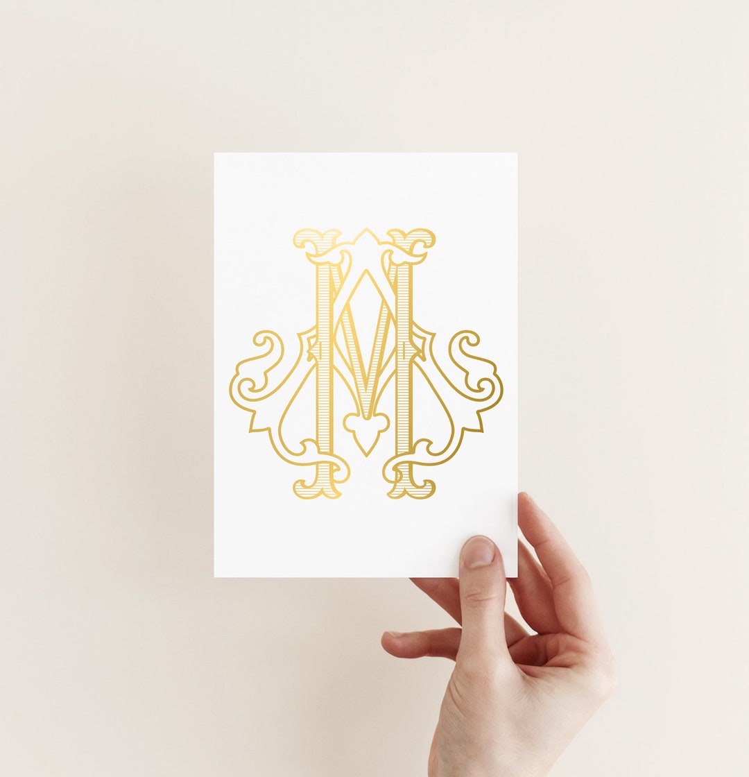INSTANT DOWNLOAD "am" Vintage Monogram, Golden Wedding Monogram, Logo ...
