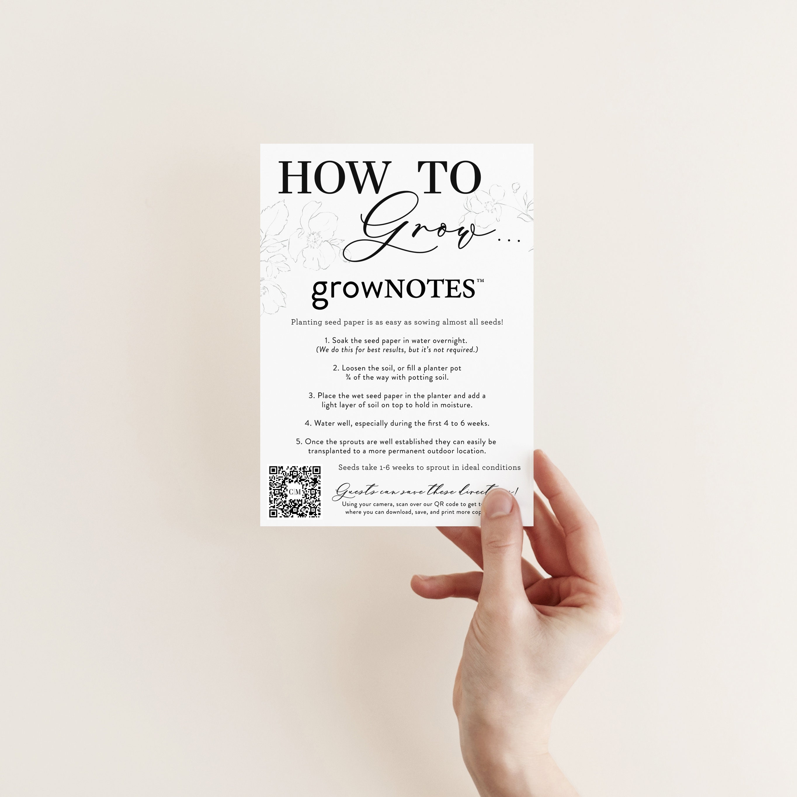 Grownotes™ Let Love Grow Plantable Favor Cards, Grows Wildflowers, Seed ...