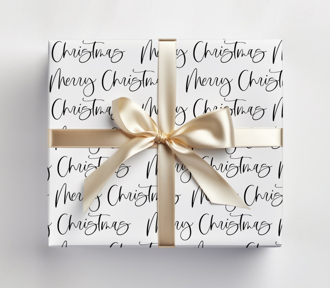 Christmas Gift Wrap, Wrapping Paper, Holiday Gift Wrap, Black and White ...