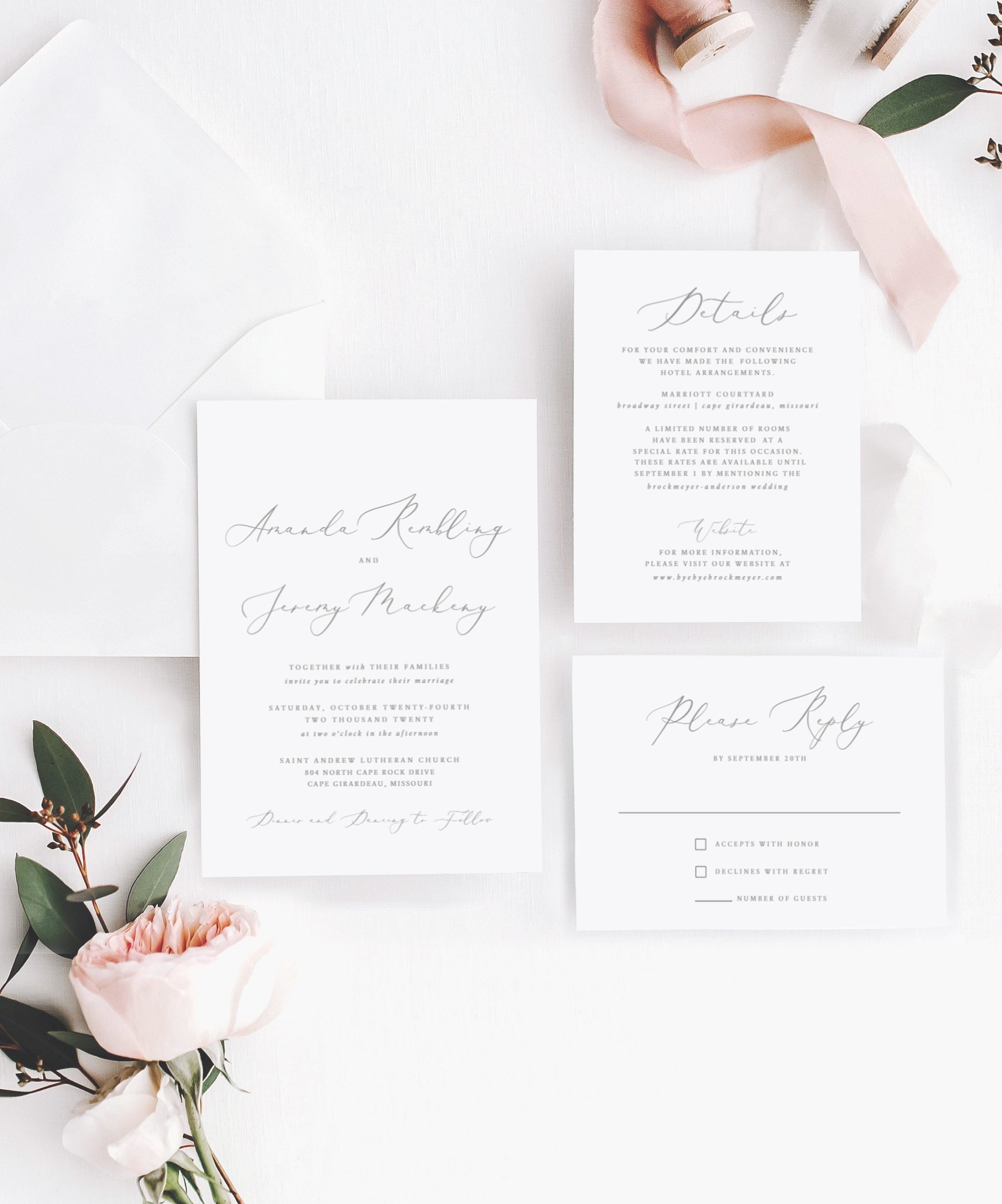 Signature Calligraphy Wedding Invitation Suite Template DIY | Etsy