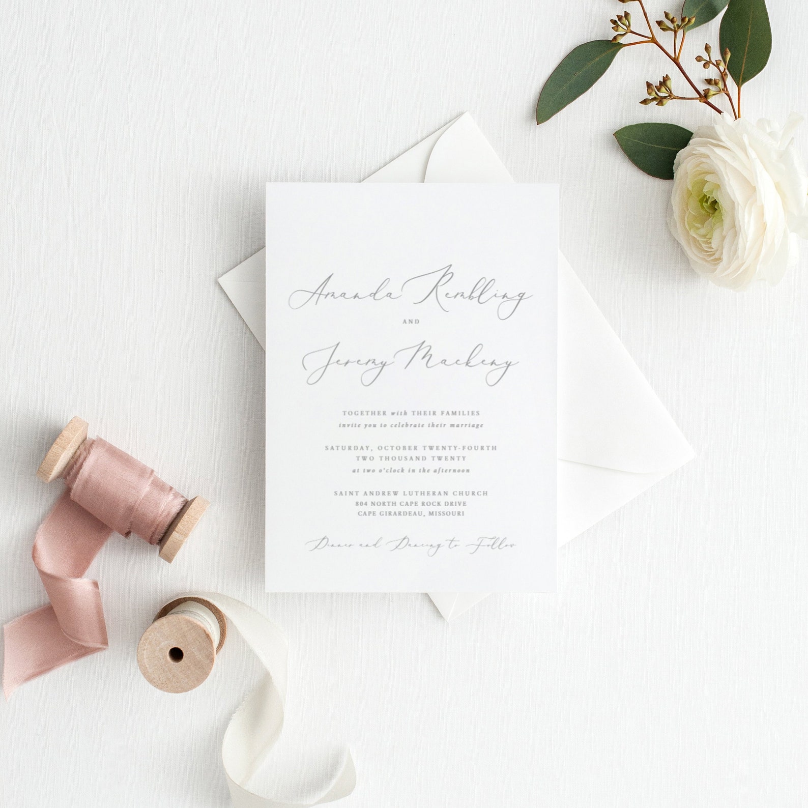 Signature Calligraphy Wedding Invitation Template, Hand Written ...