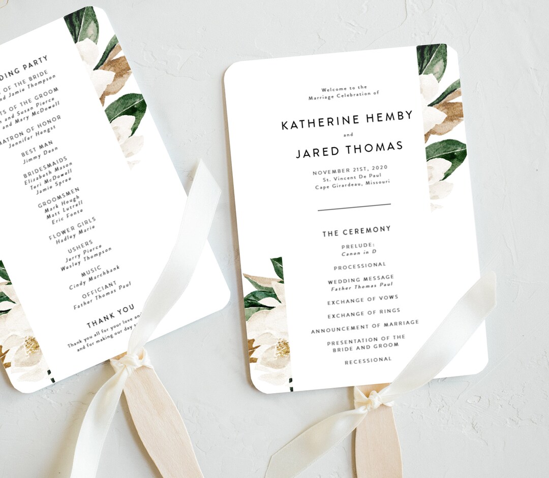 Wedding Program Fan Template, 100% Editable Instant Download, Templett ...