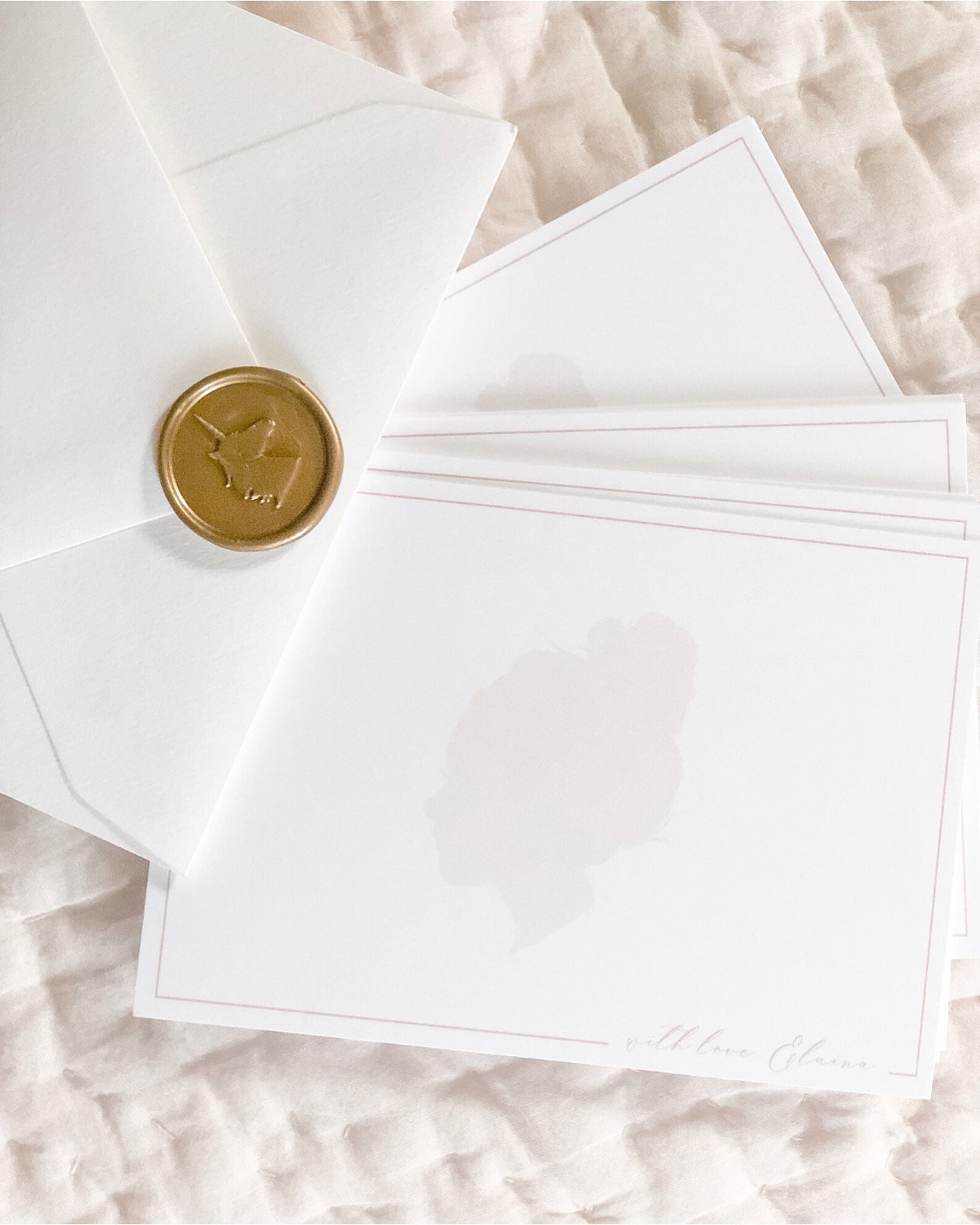 Personalized Silhouette Notecards Stationery Hand Drawn | Etsy