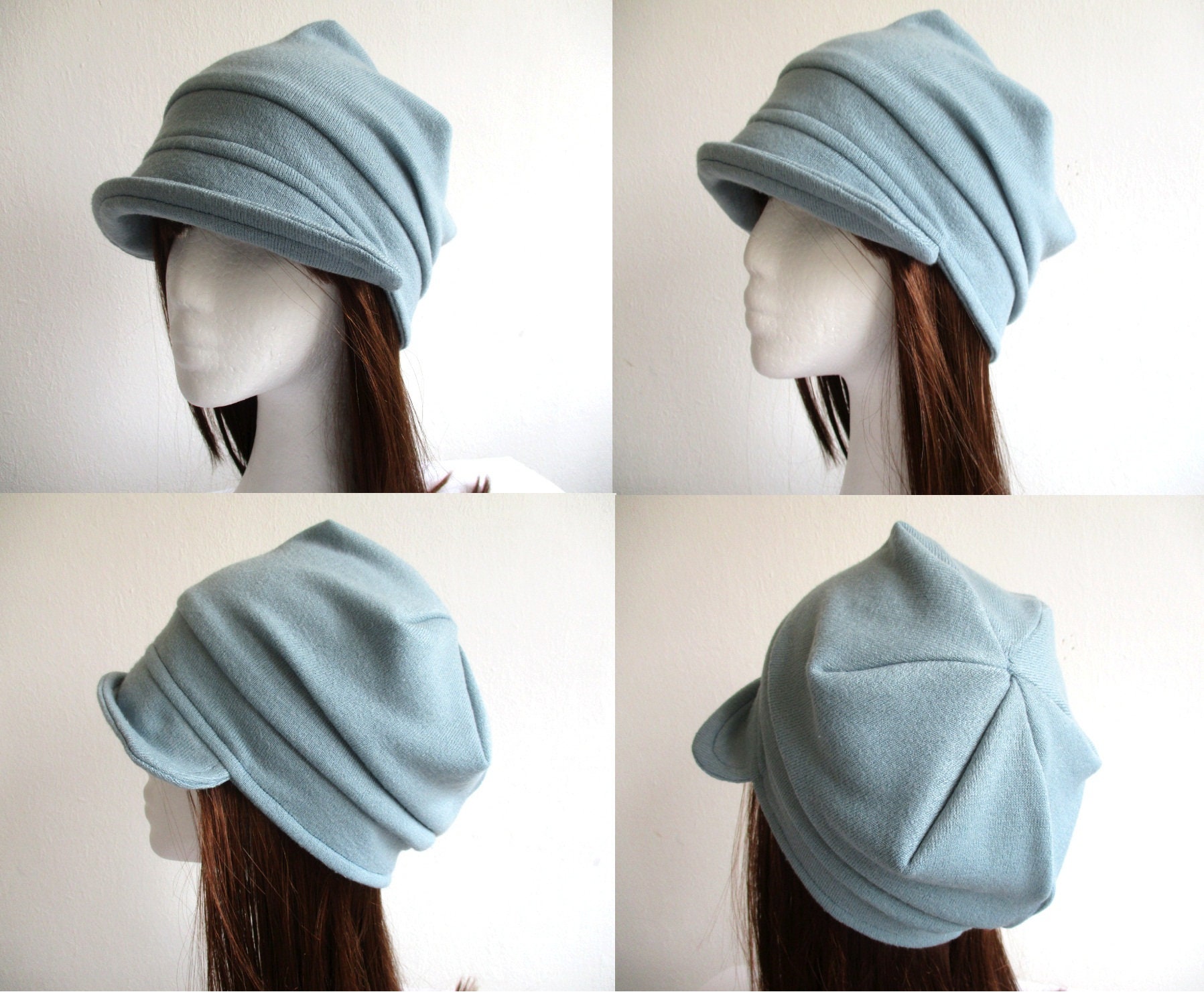 Visor Beanie Sewing Pattern PDF: Jersey Knit Hat, 6 Sizes (woman, Girl ...
