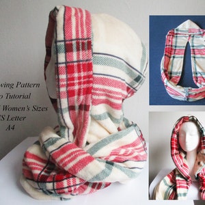 Fleece Infinity Hood Scarf Sewing Pattern: Winter Headcover (XS-4XL ...
